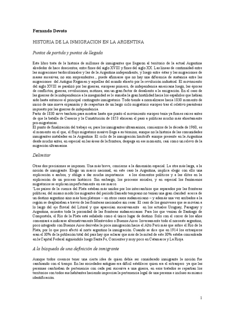 Devoto Fernando (2003) | PDF | Inmigración | Migración humana