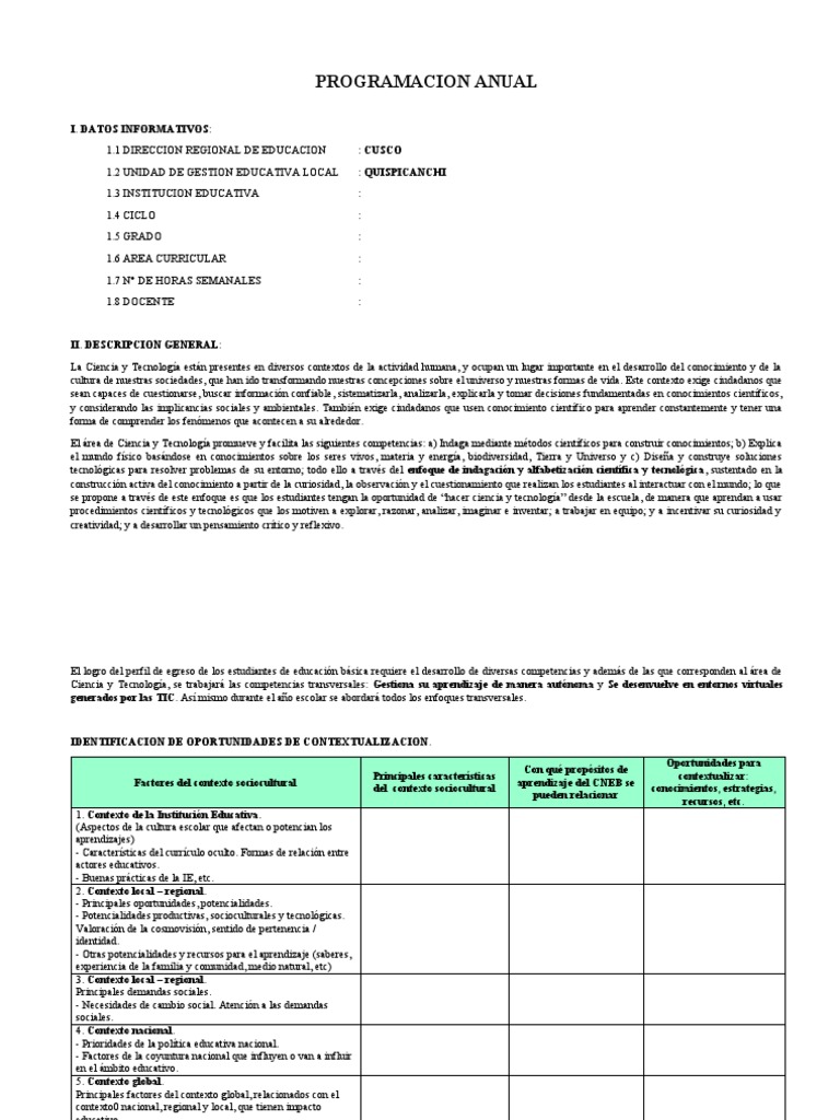 Esquemas de Programación Curricular | PDF | Evaluación | Aprendizaje