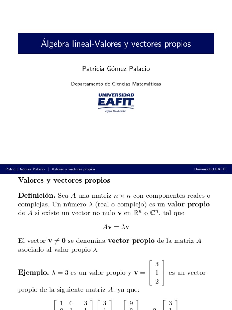 6 Valores Vectores Propios | PDF | Valores propios y vectores propios | Matriz (Matemáticas)