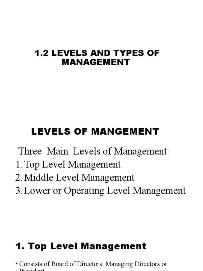 1.2-Levels and Types of Management | PDF | System | Operations Management
