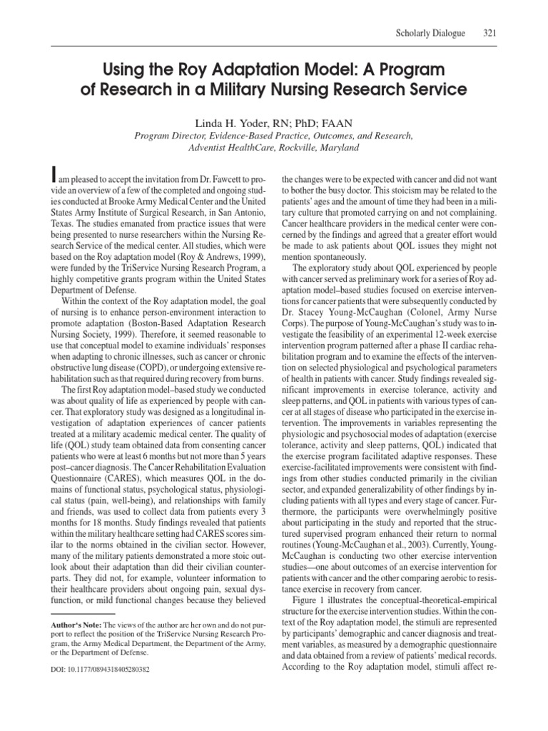 Roy Model | PDF | Psychosocial | Quality Of Life