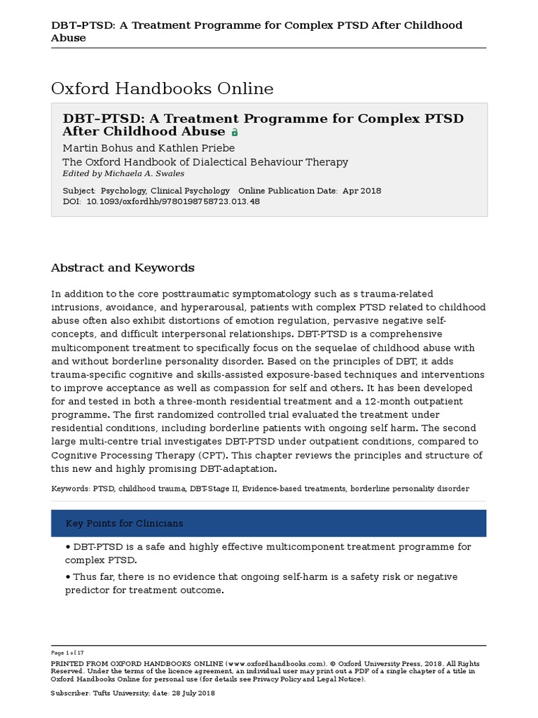 A Treatment Programme For Complex PTSD | PDF | Dialectical Behavior ...