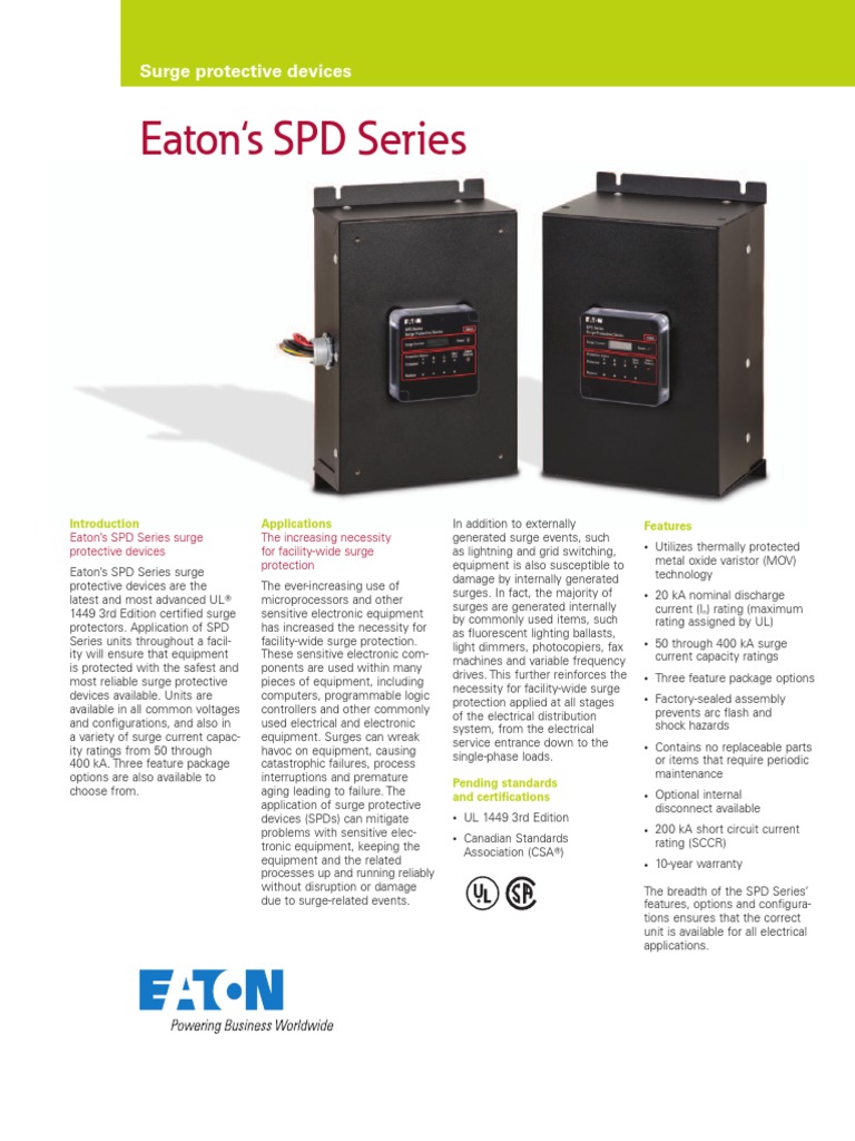 Eaton S SPD Series: Surge Protective Devices | Download Free PDF ...