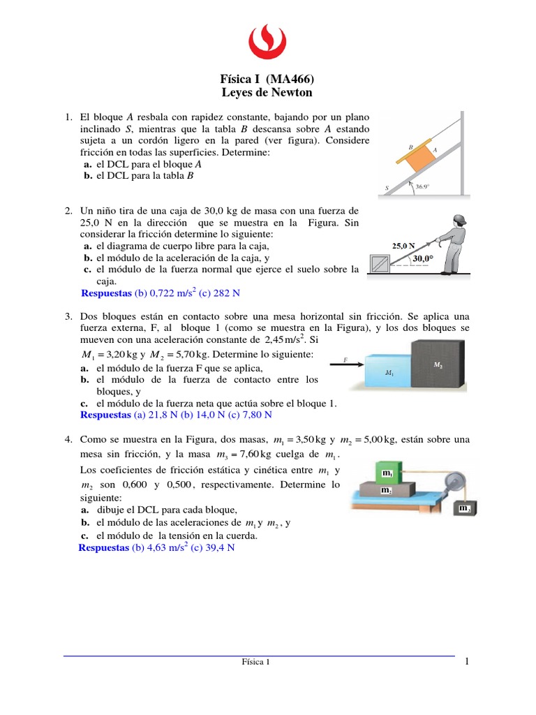 Ejercicio Propuestos de 2da Ley de Newton | PDF