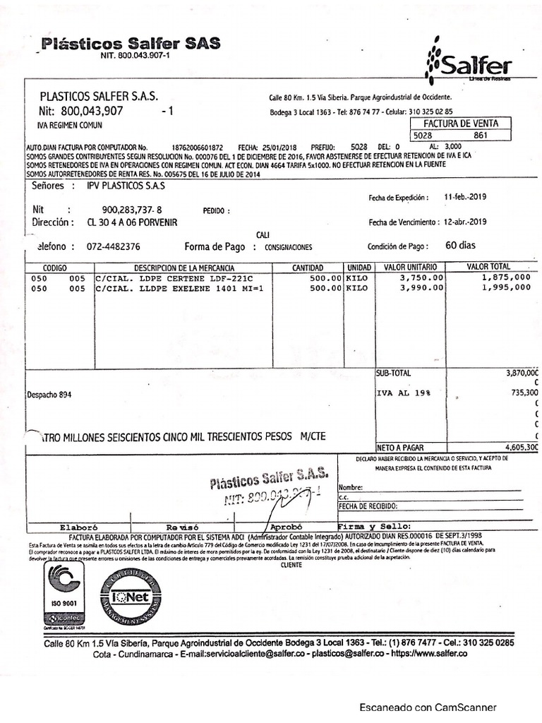 Plasticos Salfer PDF | PDF