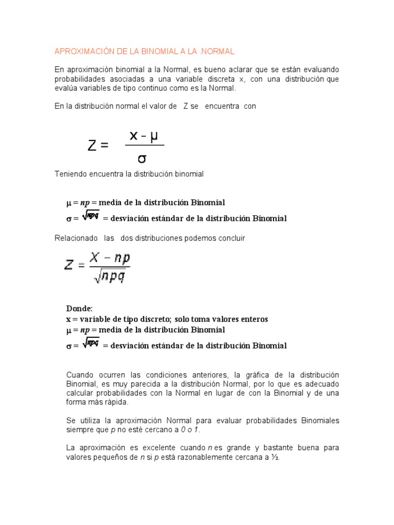 Aparoximacion de La Binomial A La Normal | PDF | Distribución de ...