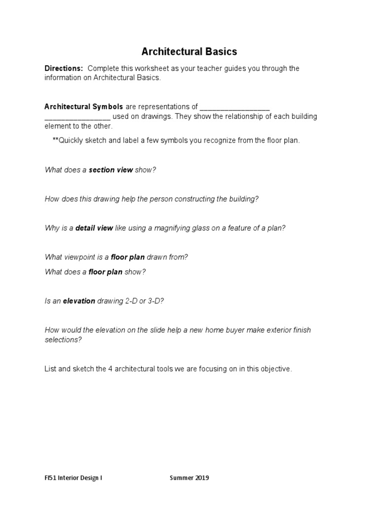 Architectural Basics: Directions: Complete This Worksheet As Your ...