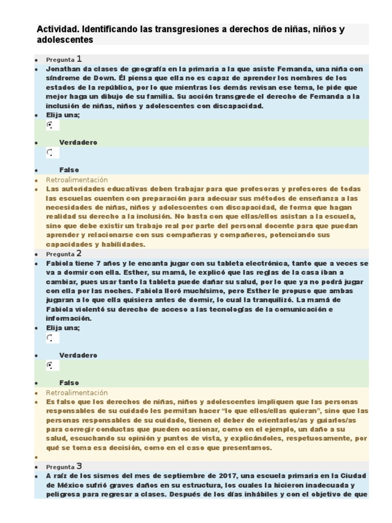 Actividad. Identificando Las Transgresiones A Derechos de Niñas, Niños ...