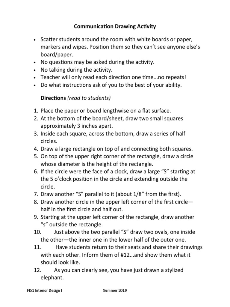 Communication Drawing Activity: FI51 Interior Design I Summer 2019 | PDF