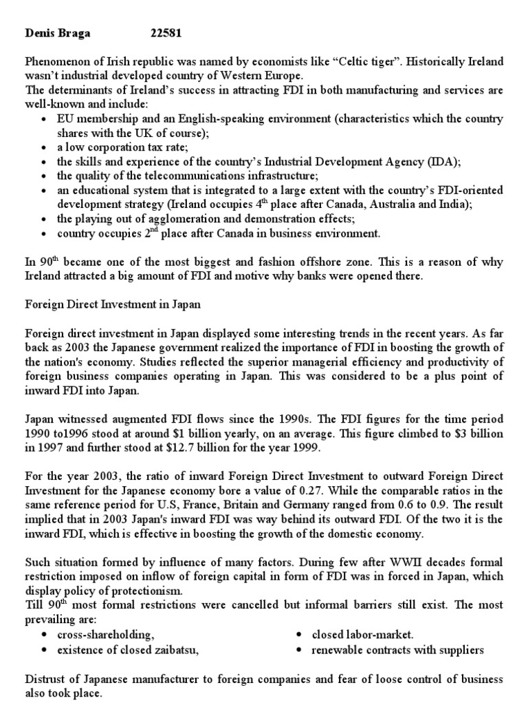 Irland in FDI | PDF | Foreign Direct Investment | Republic Of Ireland
