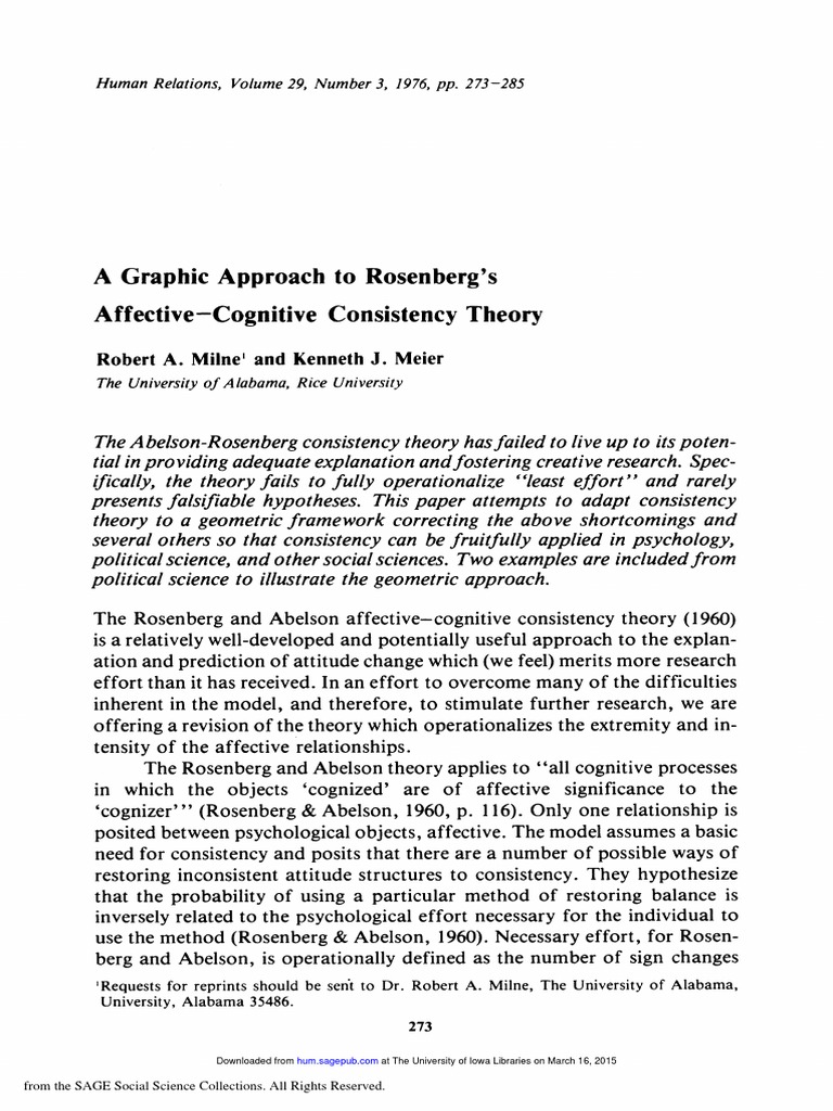 Affective Cognitive Consistency Theory (Rosenberg's PDF | PDF