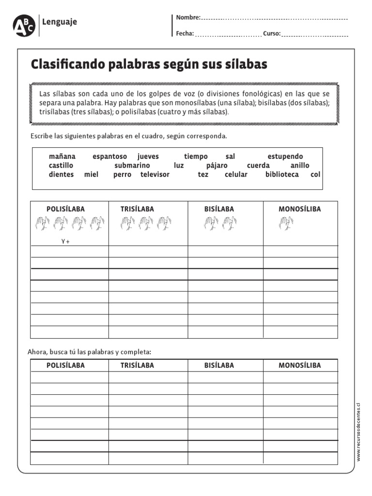 Clasificación de Palabras PDF | PDF