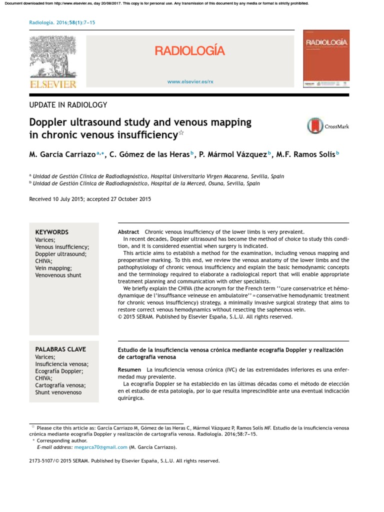 Doppler Ultrasound Study and Venous Mapping in Chronic Venous ...
