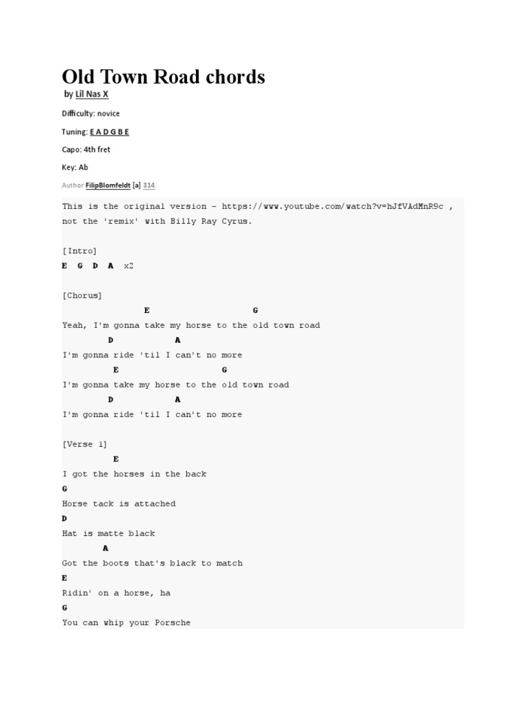 Old Town Road Chords: Lil Nas X | PDF