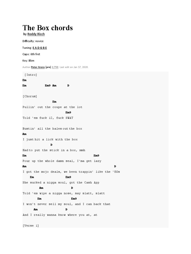 The Box Chords: Roddy Ricch | PDF