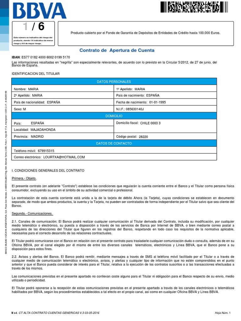 Contrato Apertura Cuenta PDF | PDF | Bancos | Pagos