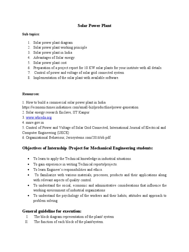 Internship On Solar Power Plant | PDF | Solar Power | Mentorship