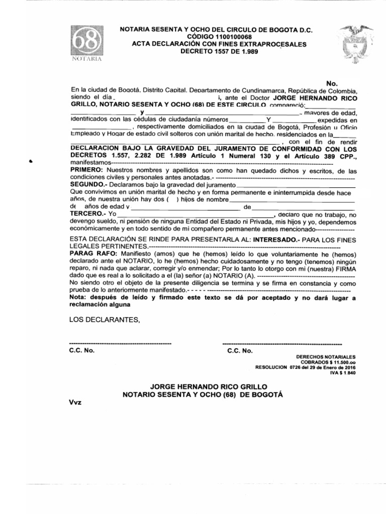 Declaracion de Convivencia o Extrajuicio PDF | PDF