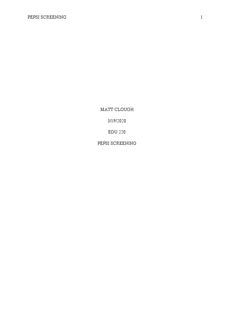 Pepsi Screening | PDF | Physical Education | Adolescence