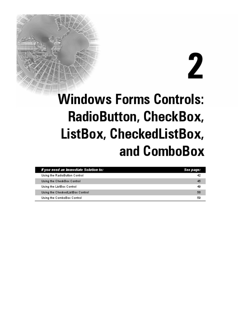 Windows Forms Controls: Radiobutton, Checkbox, Listbox, Checkedlistbox, and Combobox | PDF ...