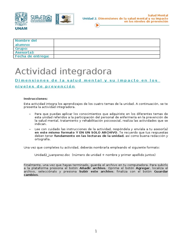 Act Integ U2 | PDF | Salud mental | Vejez