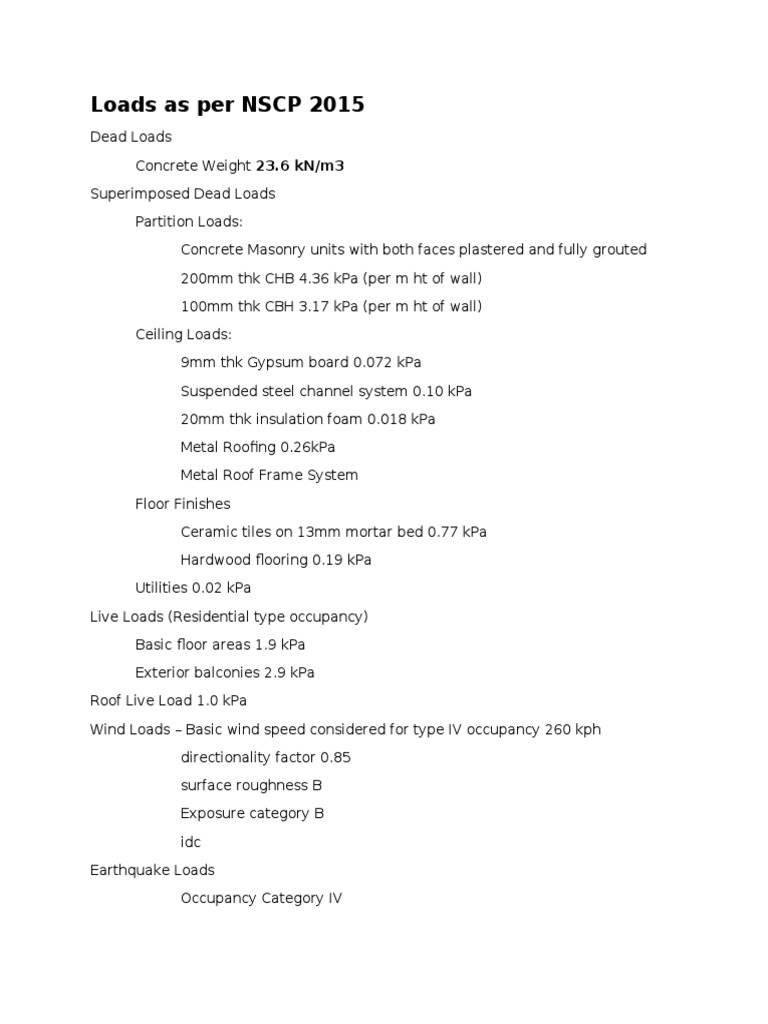 Loads As Per NSCP 2015 | PDF