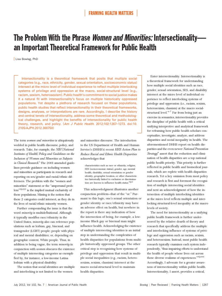 Intersectionality in Public Health Discourse | PDF | Intersectionality ...