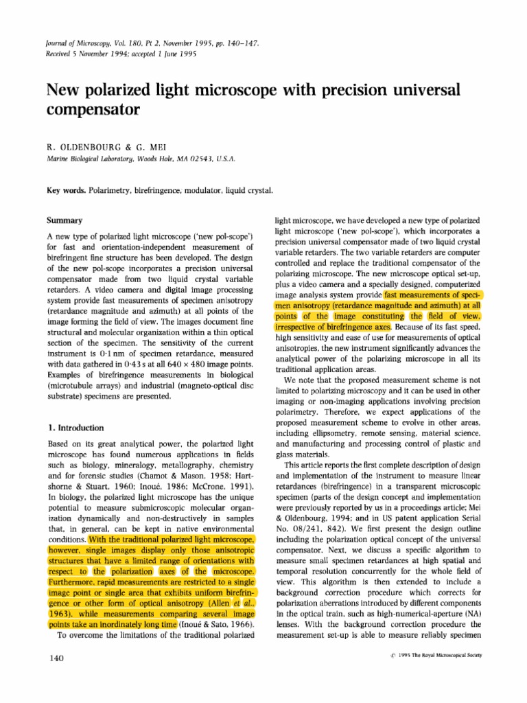 New Pol-Scope for Birefringence Measurement | PDF | Polarization (Waves ...