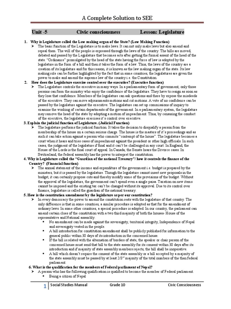A Complete Solution To SEE: Unit - 5 Civic Consciousness Lesson ...