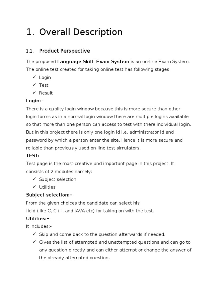 Overall Description: 1.1. Product Perspective | PDF | Microsoft Windows ...