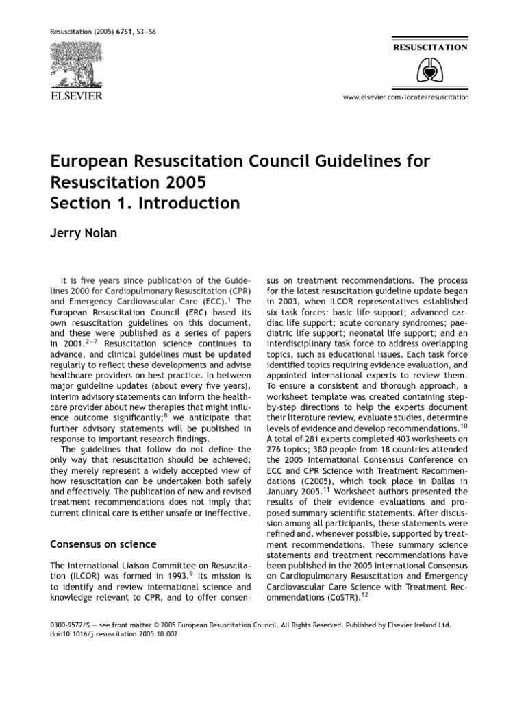 Full ERC 2010 Guidelines PDF | PDF | Cardiopulmonary Resuscitation ...