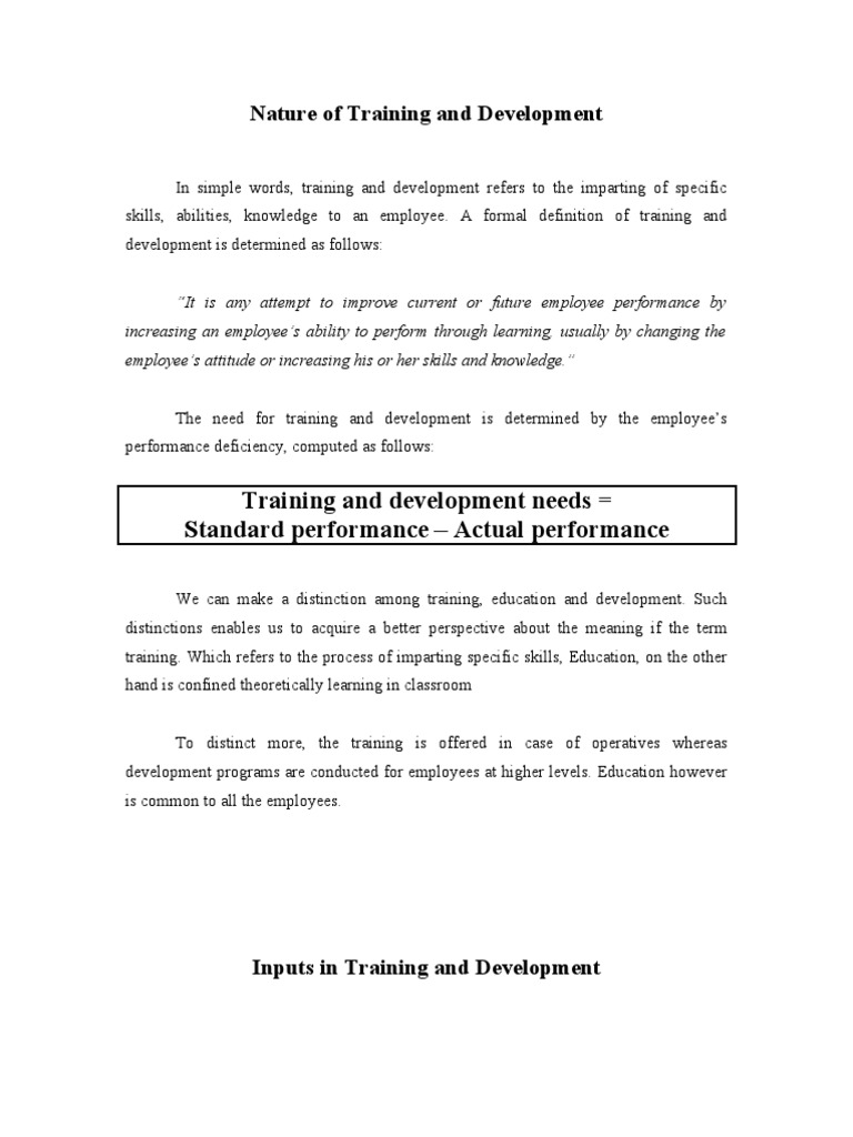 Nature of Training and Development | PDF | Motivation | Motivational