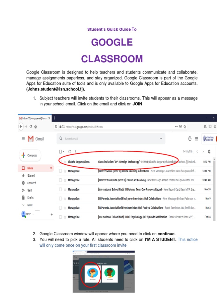 Google Classroom Student Guide | PDF