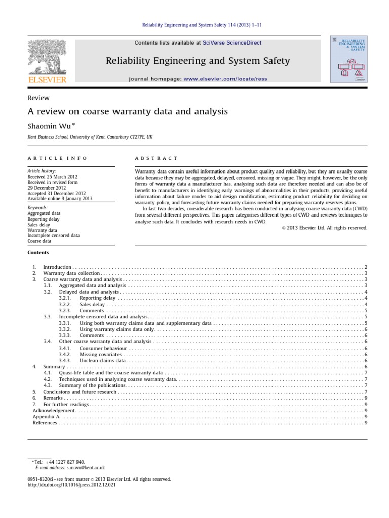 Warranty Data and Analysis | PDF | Reliability Engineering | Statistical Analysis
