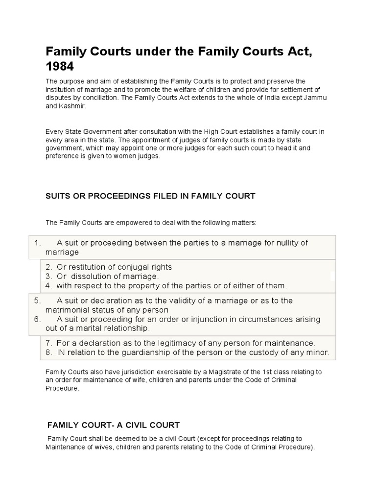 Family Courts Under The Family Courts Act | PDF | Judgment (Law) | Marriage