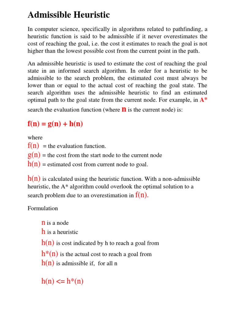Admissible Heuristic | PDF