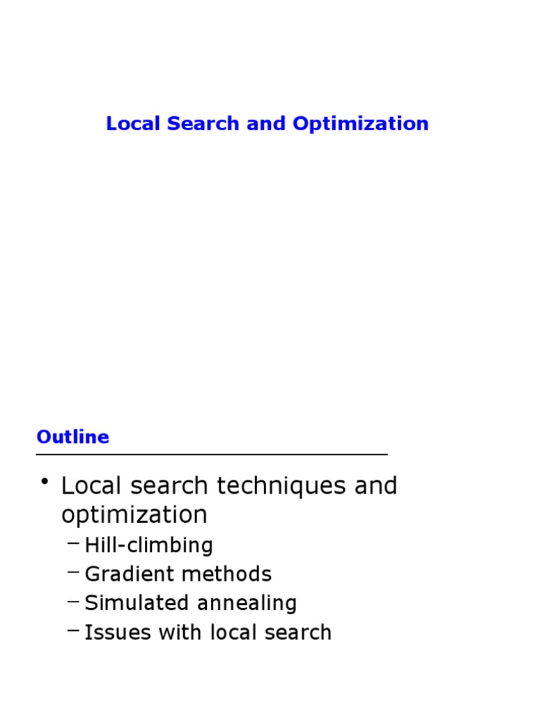 Local Search Algos - Hill Climbing Simulated Anesaling Beam Search ...
