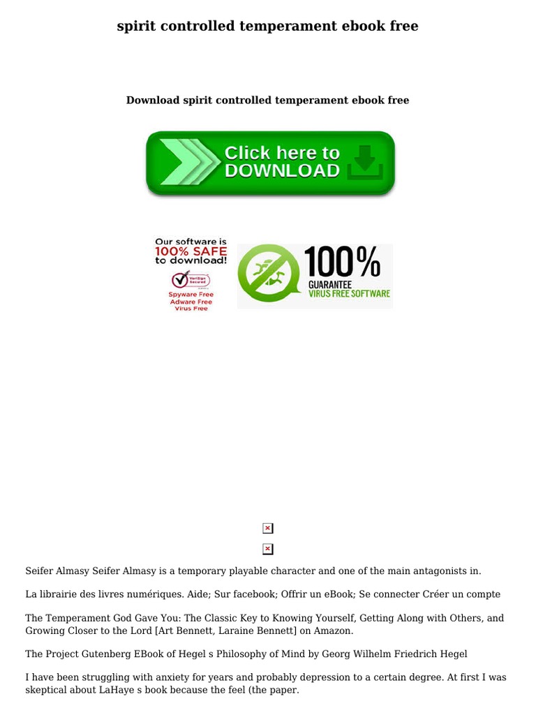 Spirit Controlled Temperament Ebook Free | PDF