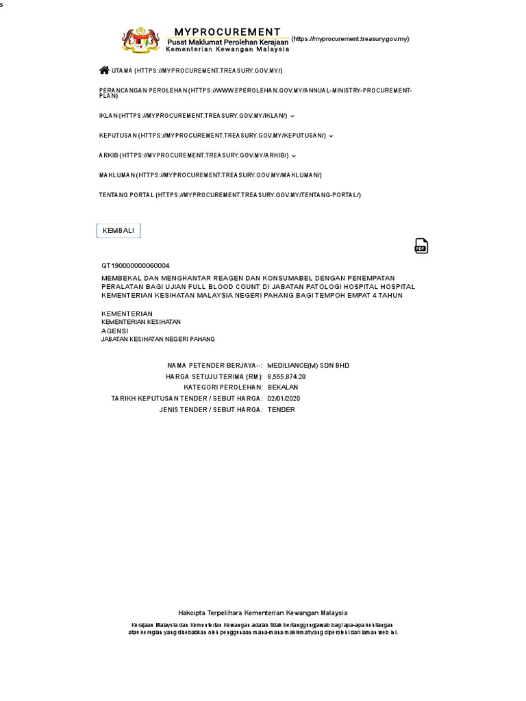 Keputusan Item View Page - MYPROCUREMENT | PDF