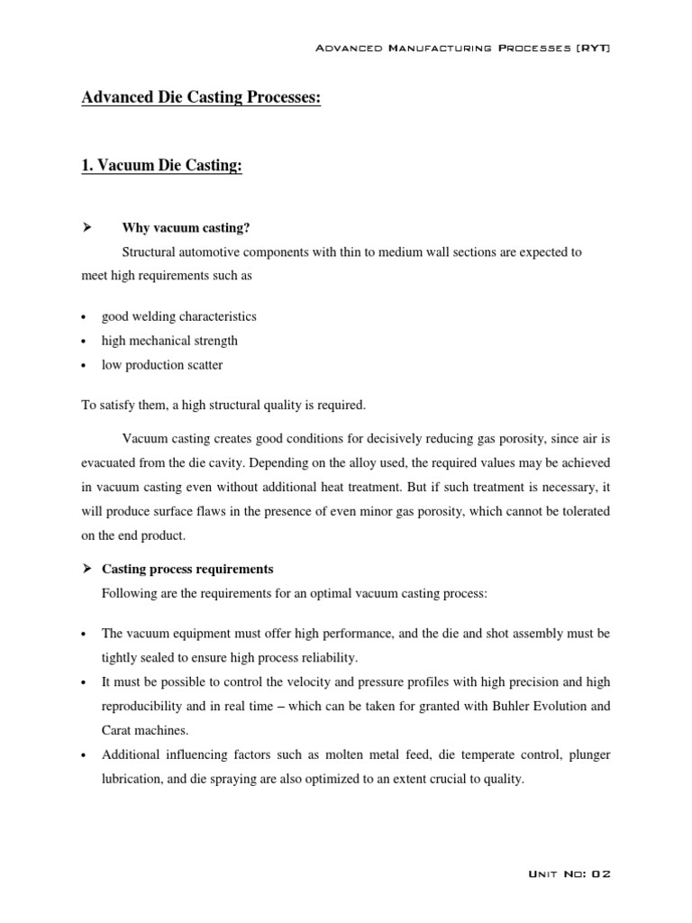 Advanced Die Casting | PDF | Casting (Metalworking) | Forging