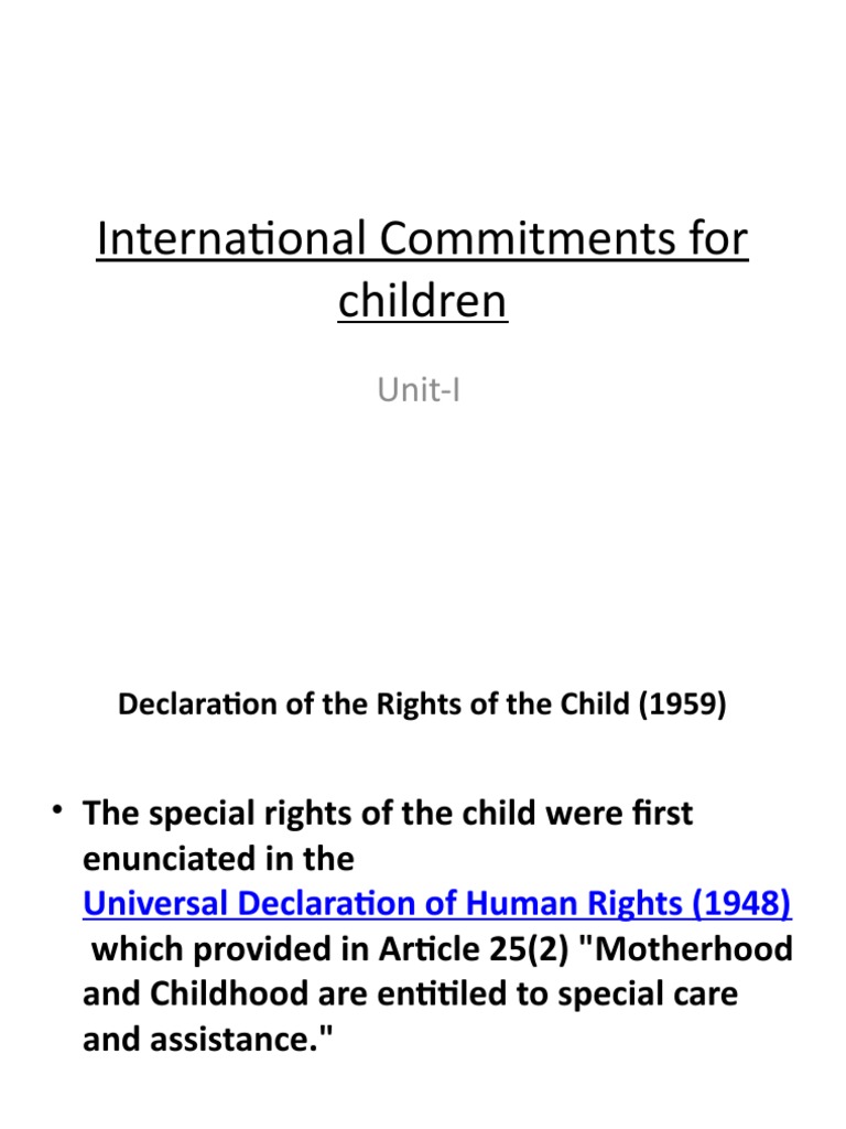 Rights of the Child: A Summary of Key International Declarations and ...