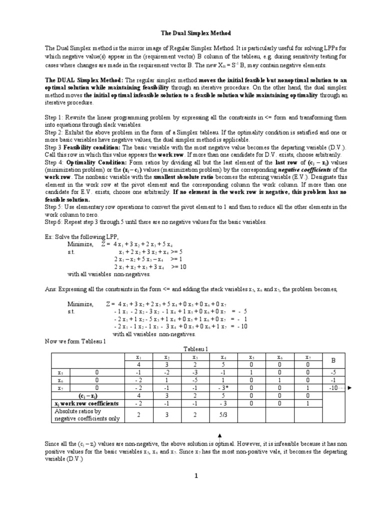 Dual Simplex Method & Sensitivity Analysis | PDF | Mathematical Optimization | Theoretical ...