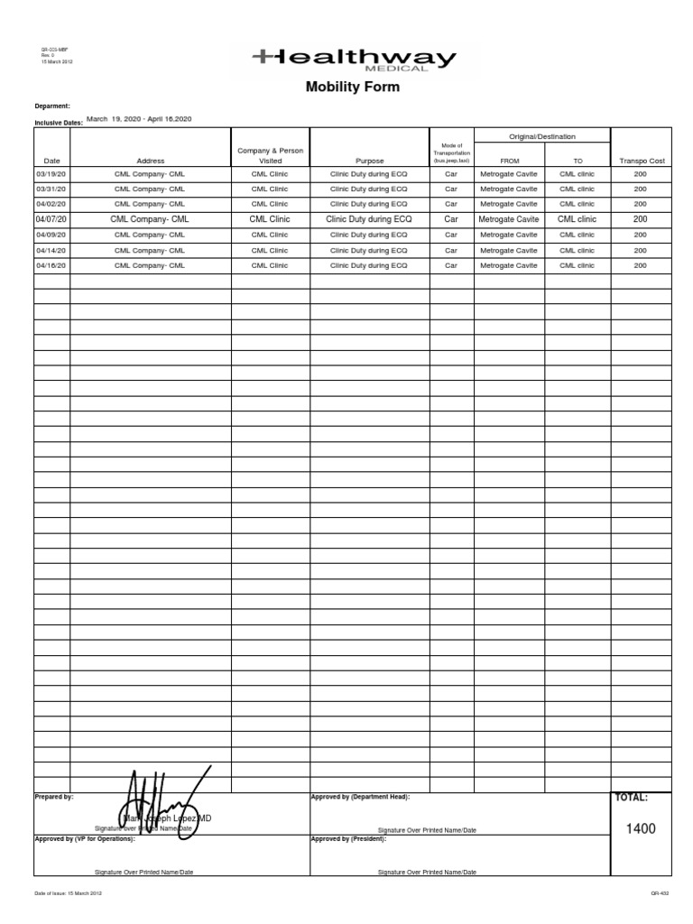 Mobility Form PDF | PDF | Transport | Motor Vehicle