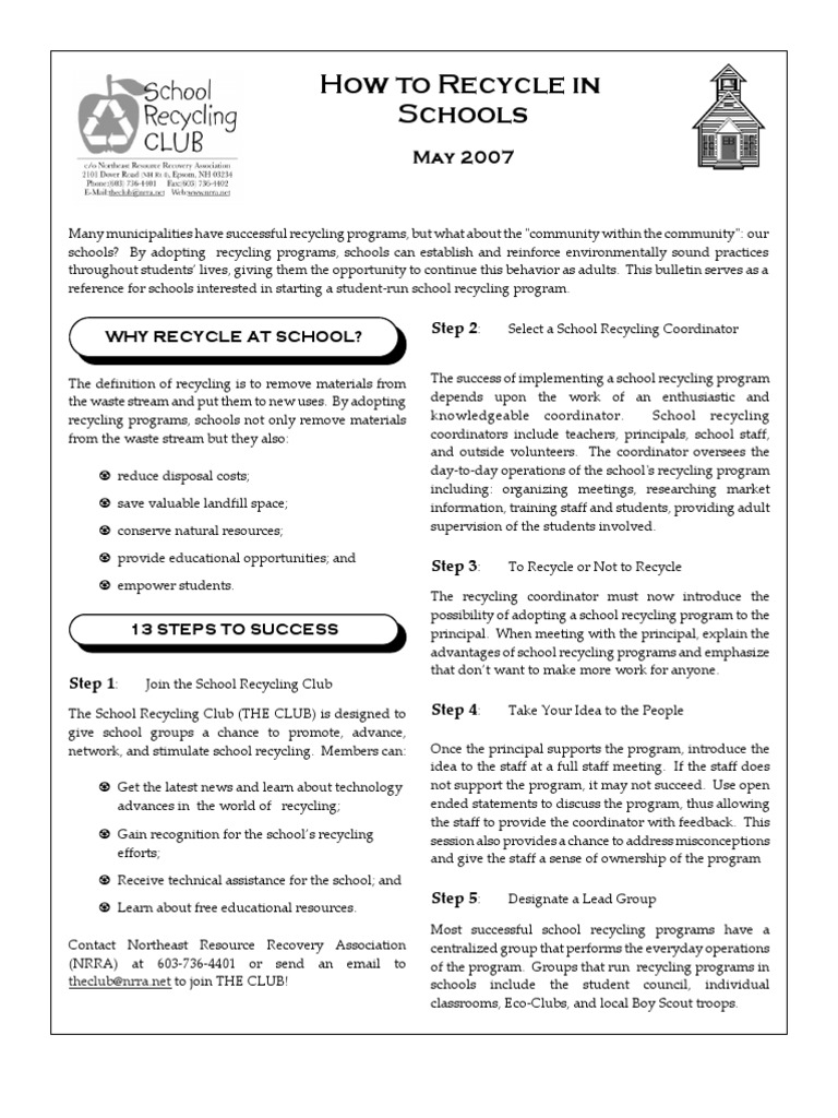 Starting a School Recycling Program | PDF | Recycling | Waste Management