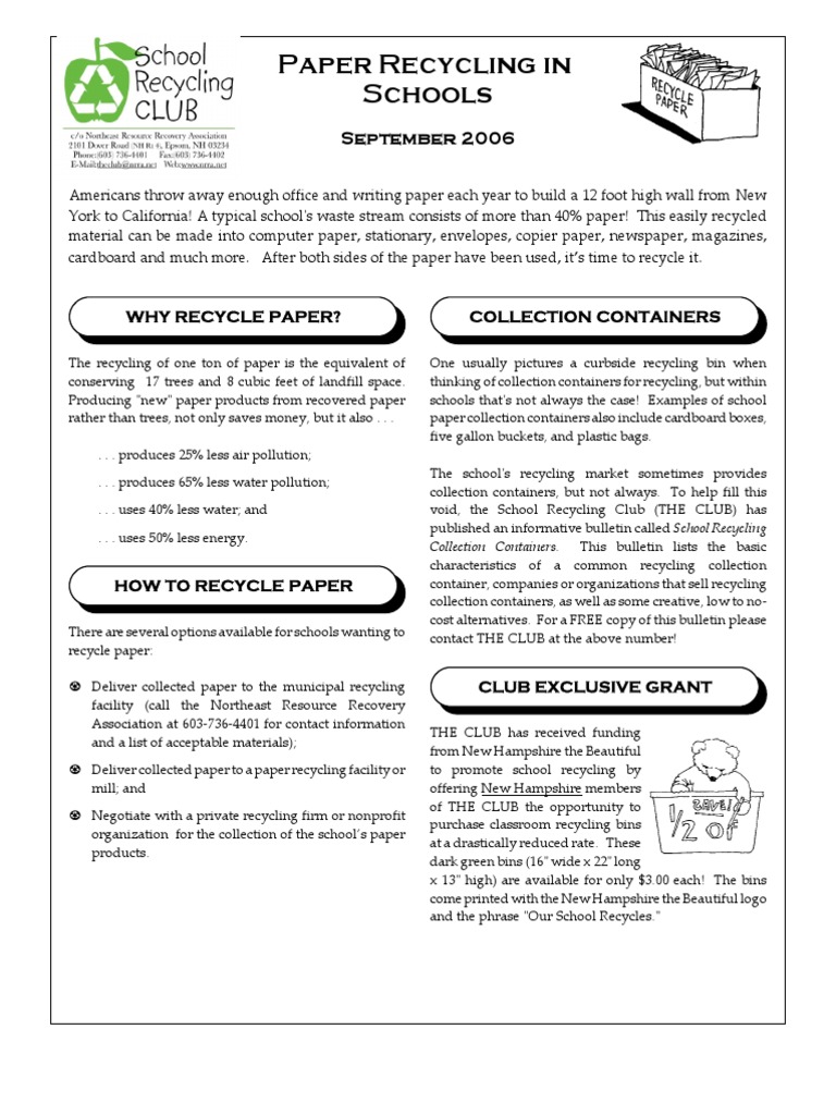 How To Recycle Paper - School Recycling Club | PDF | Recycling | Paperboard
