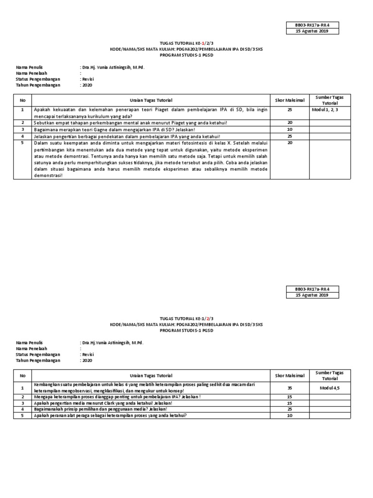 TTM Pembejaran IPA (PDGK 4202) | PDF