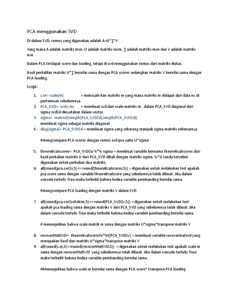 PCA Menggunakan SVD | PDF