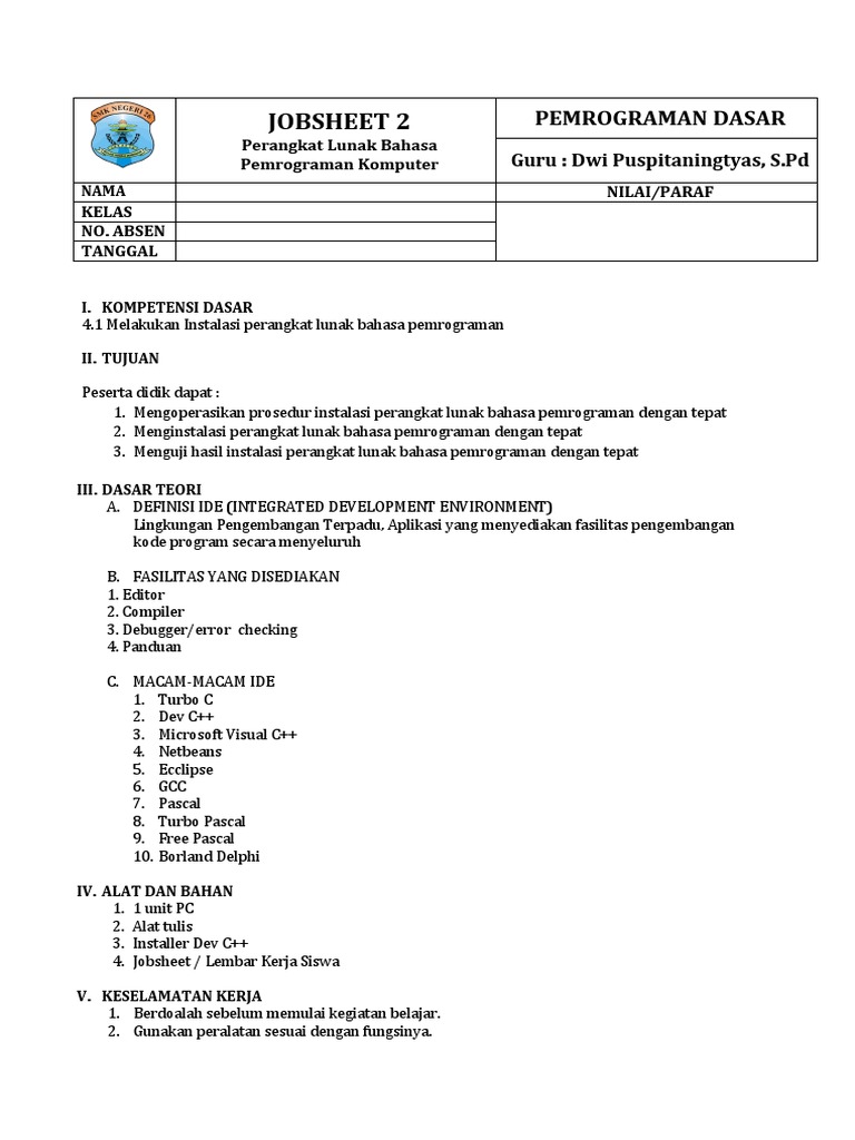 Jobsheet 2 | PDF