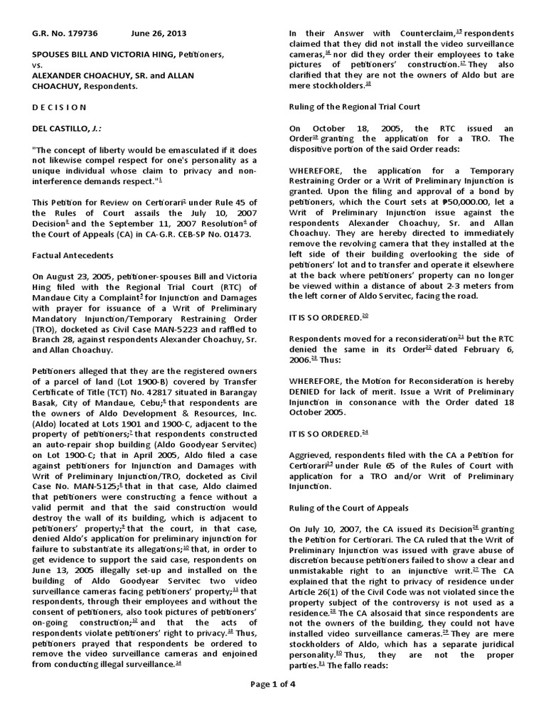 G.R. No. 179736 June 26, 2013 Spouses Bill and Victoria Hing ...