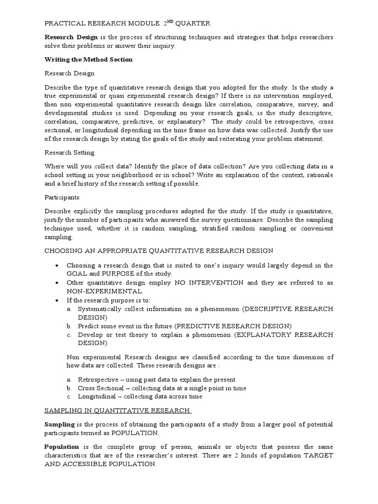 Choosing an Appropriate Quantitative Research Design | PDF | Research ...